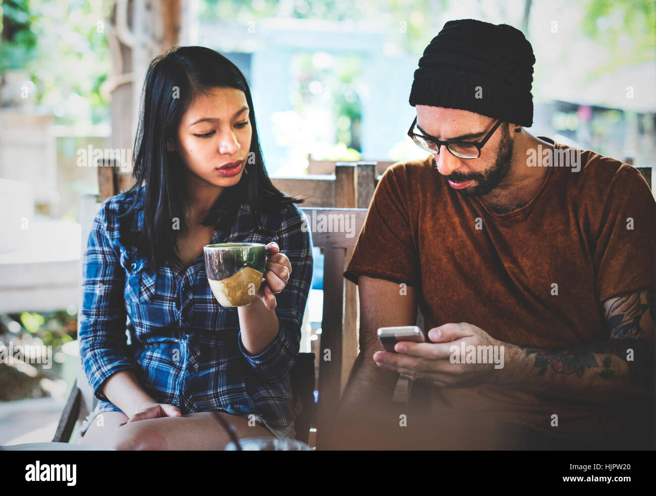 Couple Drinking Coffee Vacation Together Concept Stock Photo - Alamy