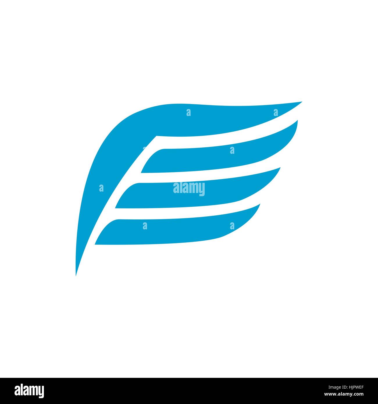 Blue wing with feathers icon in simple style isolated on white ...