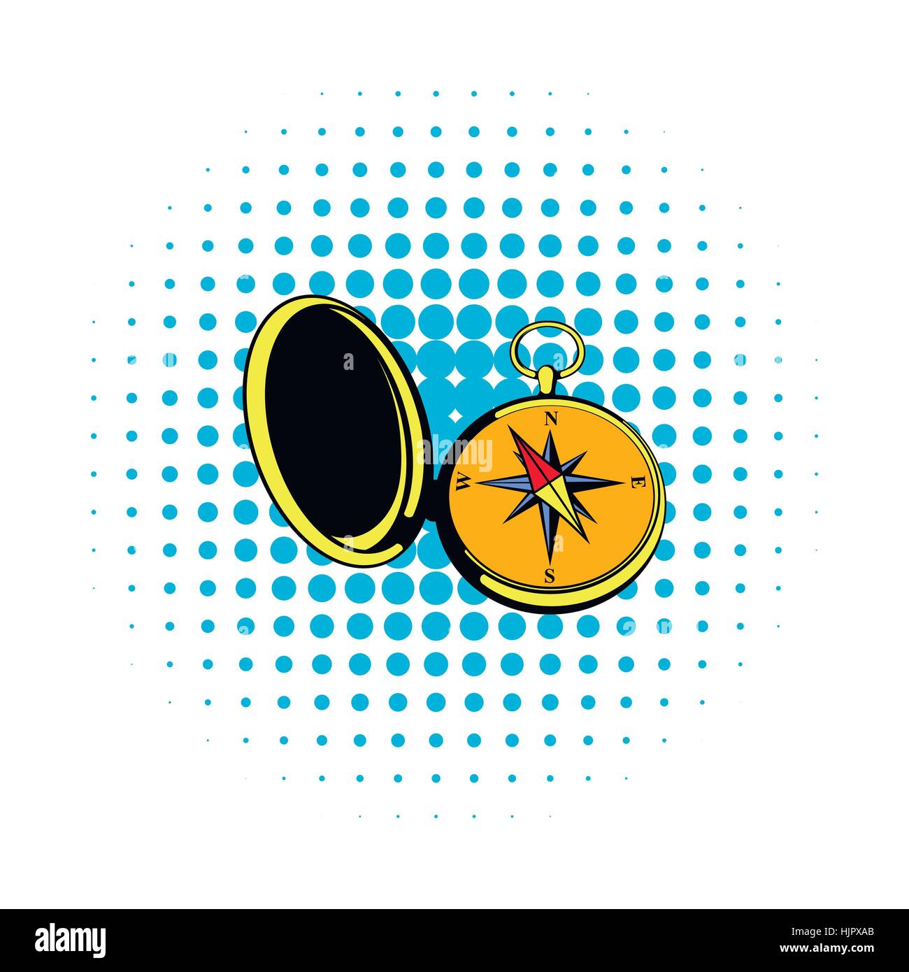 Vintage compass icon in comics style on a white background Stock Vector ...