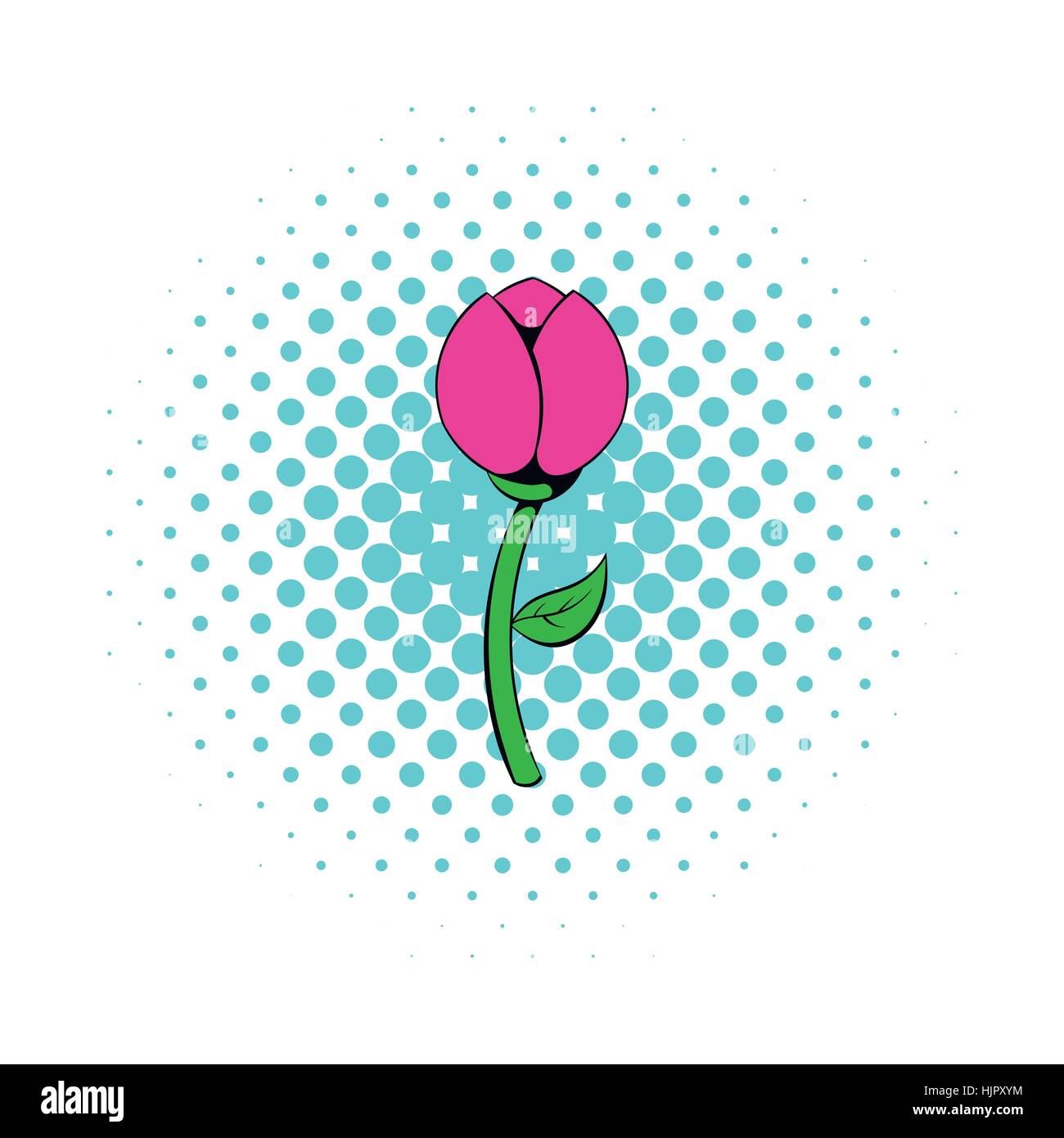 Pink tulip icon in comics style on a white background Stock Vector ...
