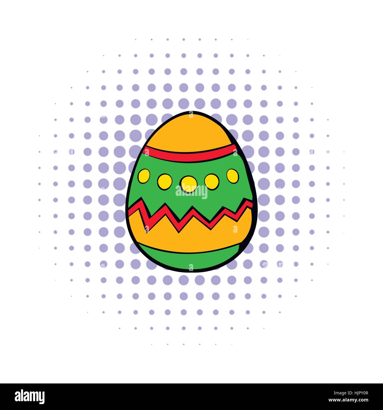 Colorful easter egg icon in comics style on a white background Stock ...