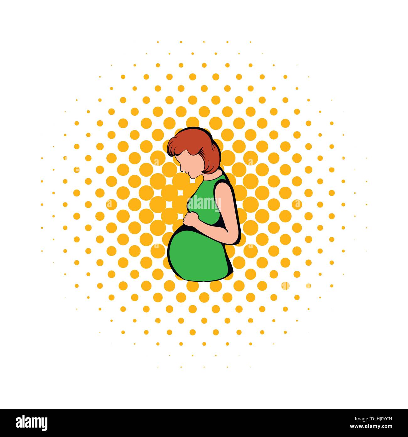 Pregnant woman icon in comics style on a white background Stock Vector ...