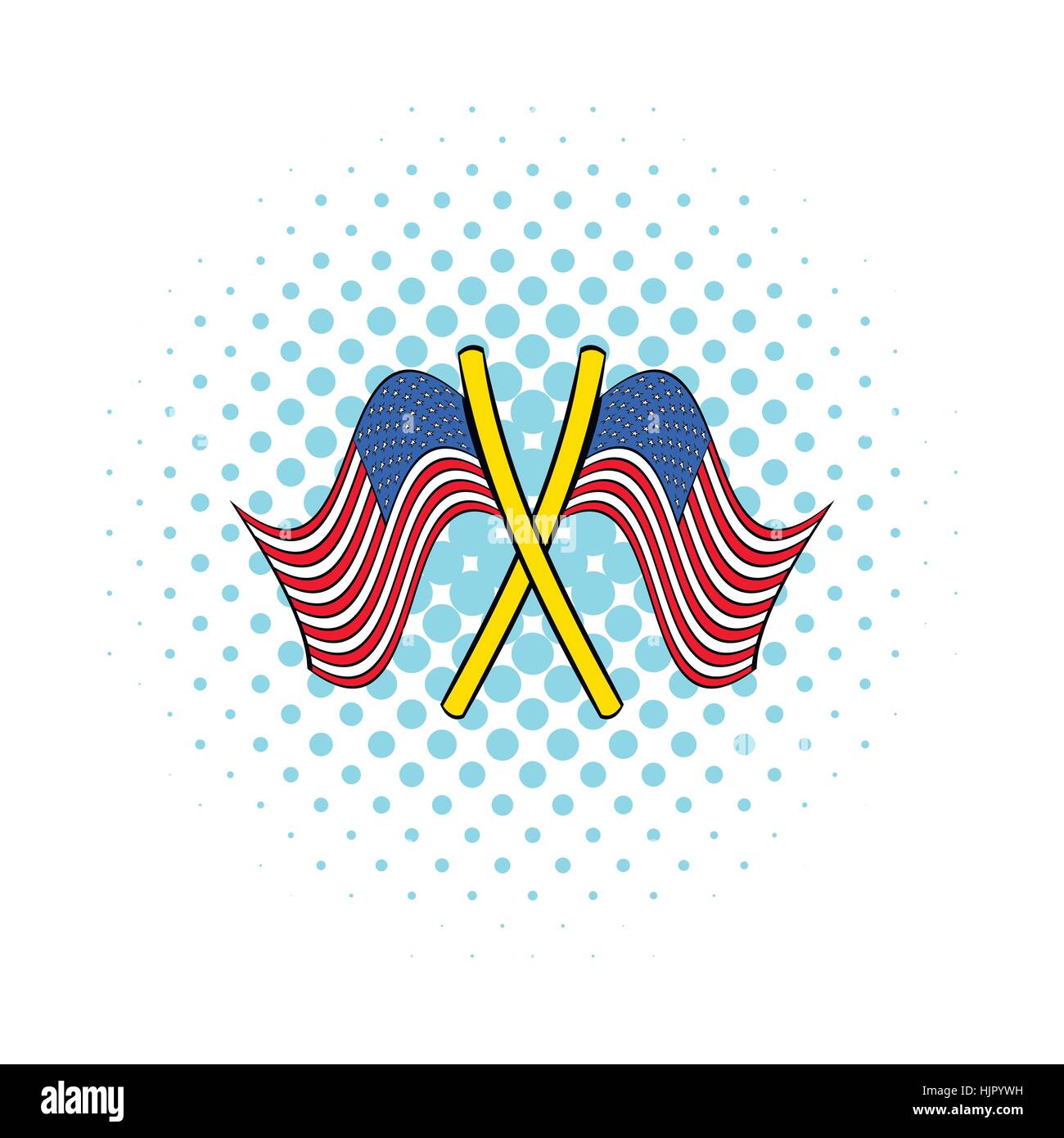 American flags icon in comics style on a white background Stock Vector ...