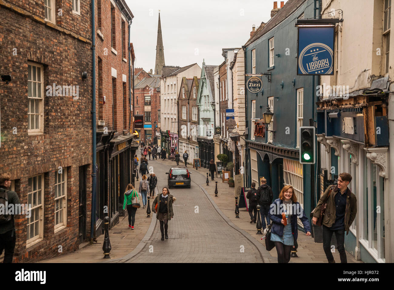 A view of Saddler Street in Durham city centre in north east England ...
