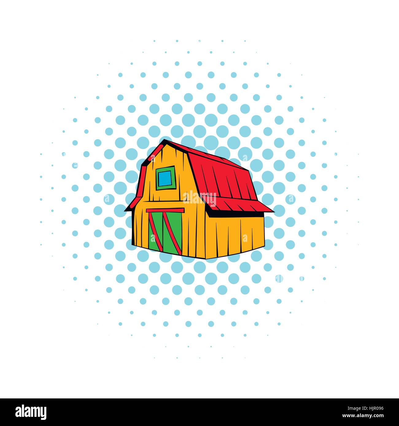 Wooden barn icon in comics style on a white background Stock Vector ...