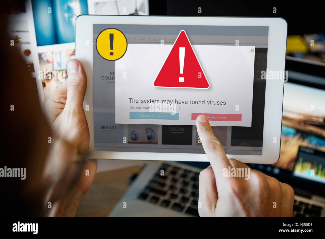 Exclamation Warning Caution Popup Concept Stock Photo - Alamy