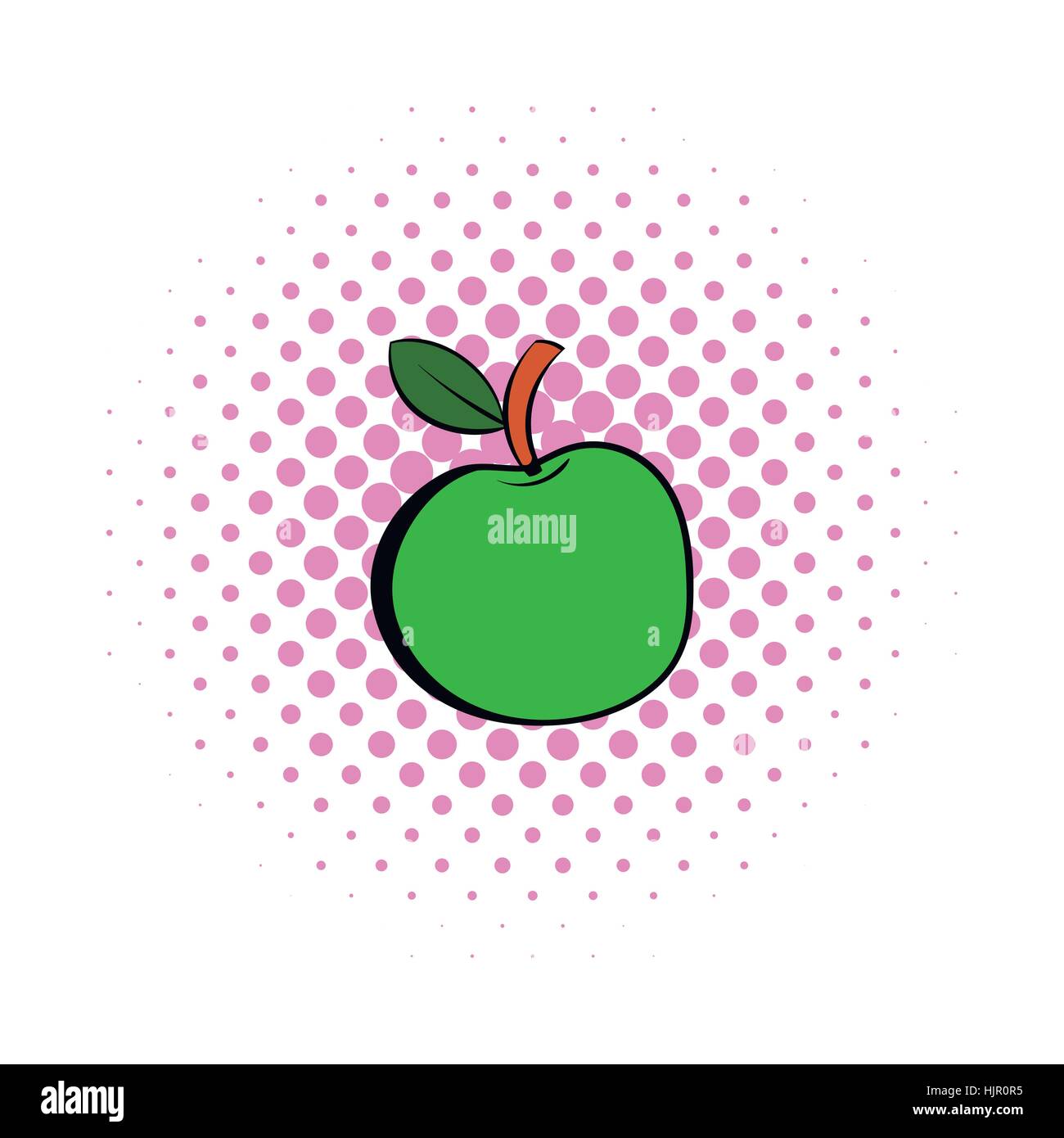 Green apple icon in comics style on a white background Stock Vector ...