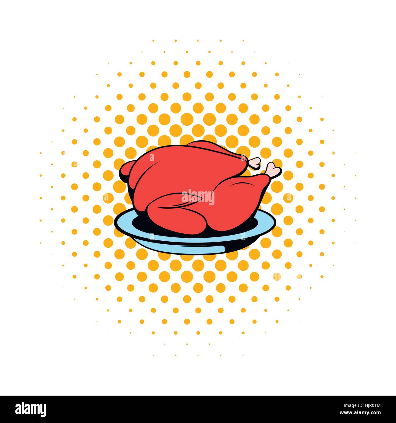 Roast turkey icon in comics style on a white background Stock Vector ...