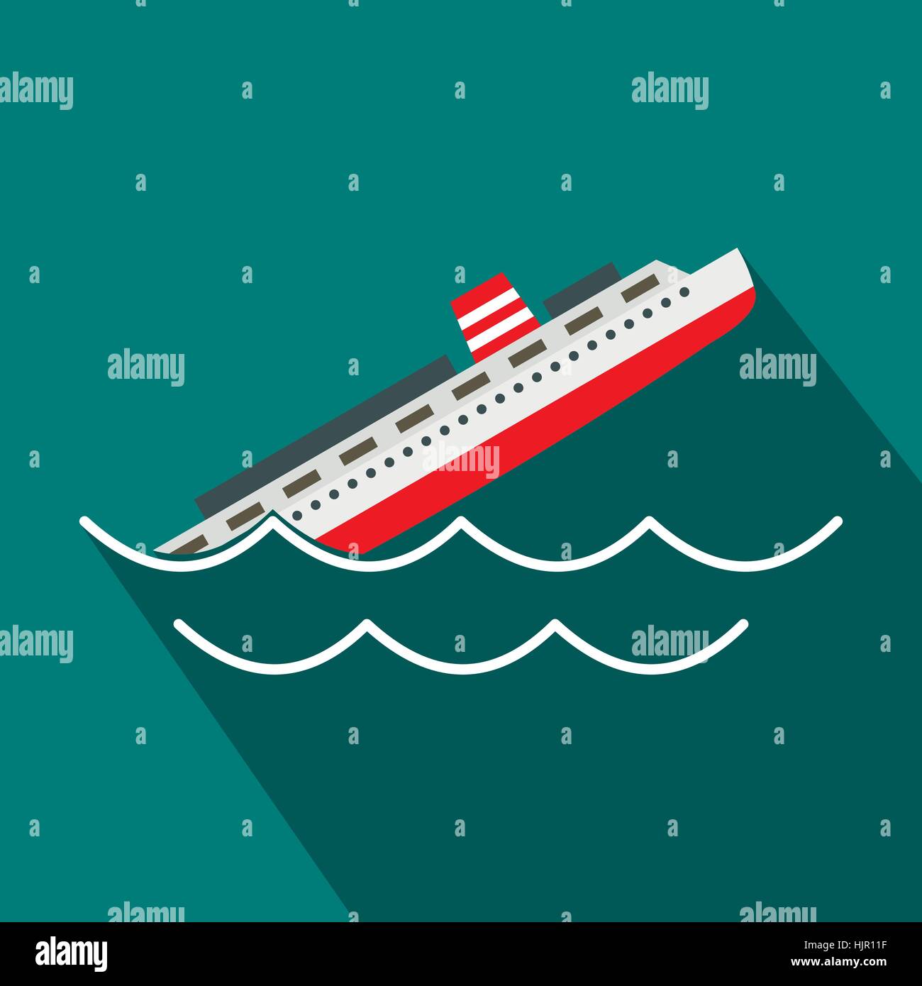 Sinking ship icon in flat style on a blue background Stock Vector Image ...