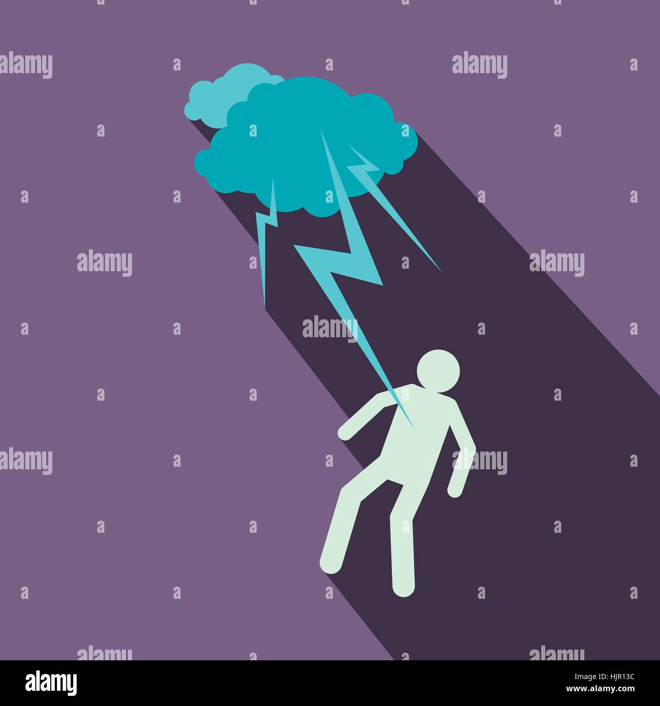 Man struck by lightning icon in flat style on a violet background Stock ...