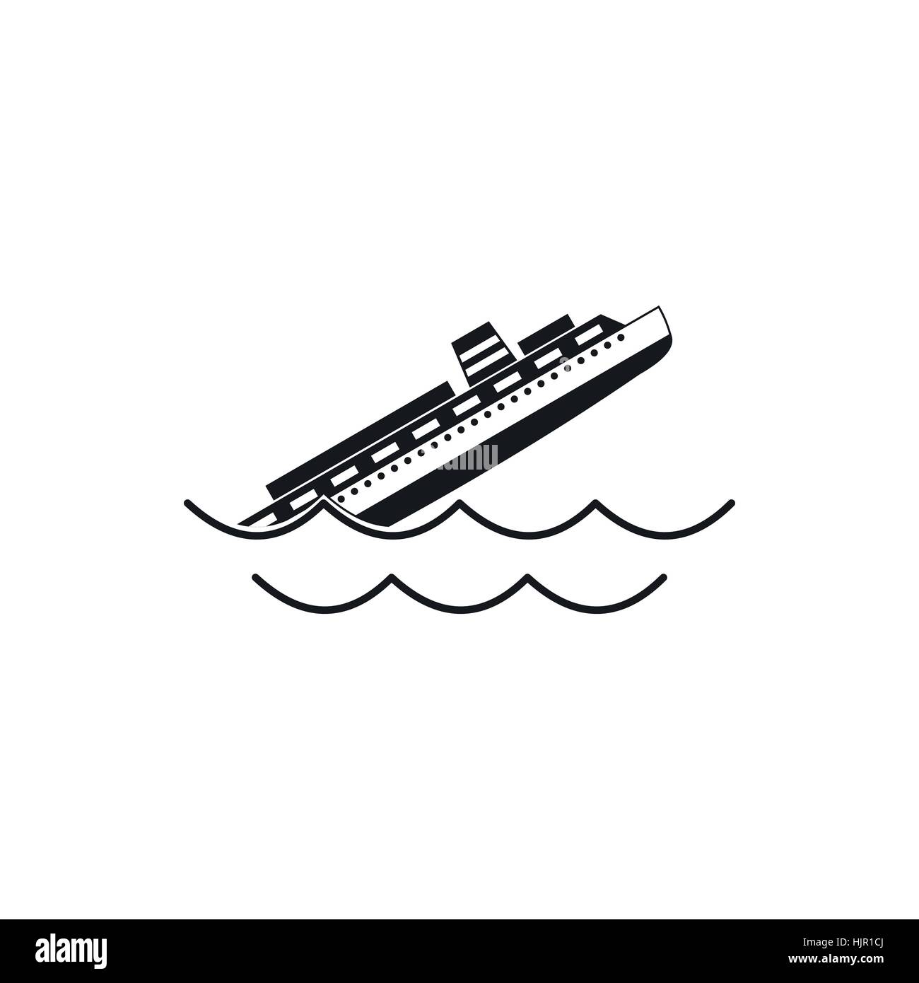 Sinking ship icon in simple style on a white background Stock Vector ...