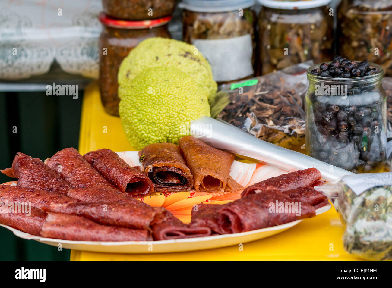 Homemade tasty fruit pastila at ethnic market in Russia Stock Photo - Alamy