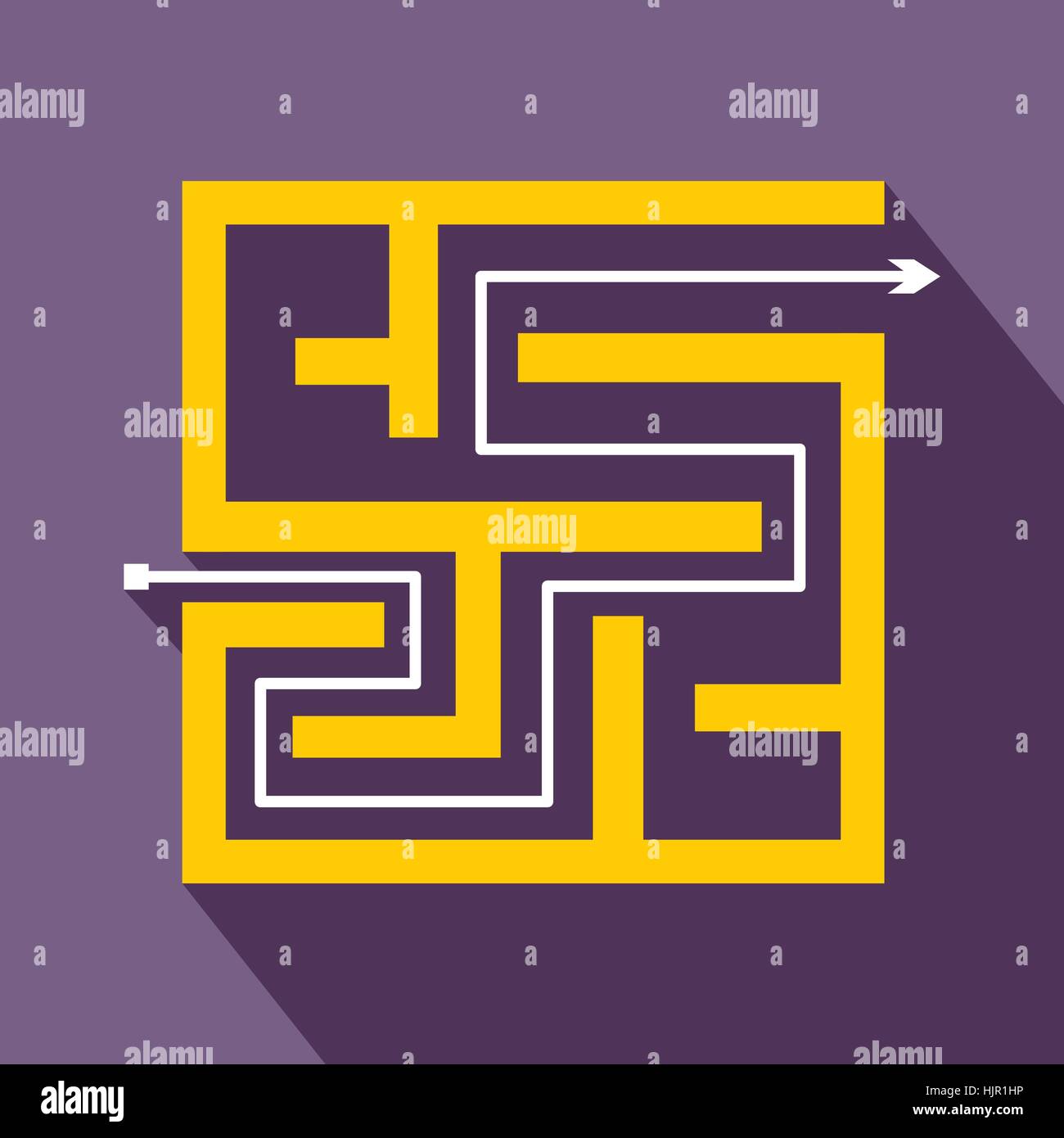 Labyrinth icon in flat style on a violet background Stock Vector Image ...