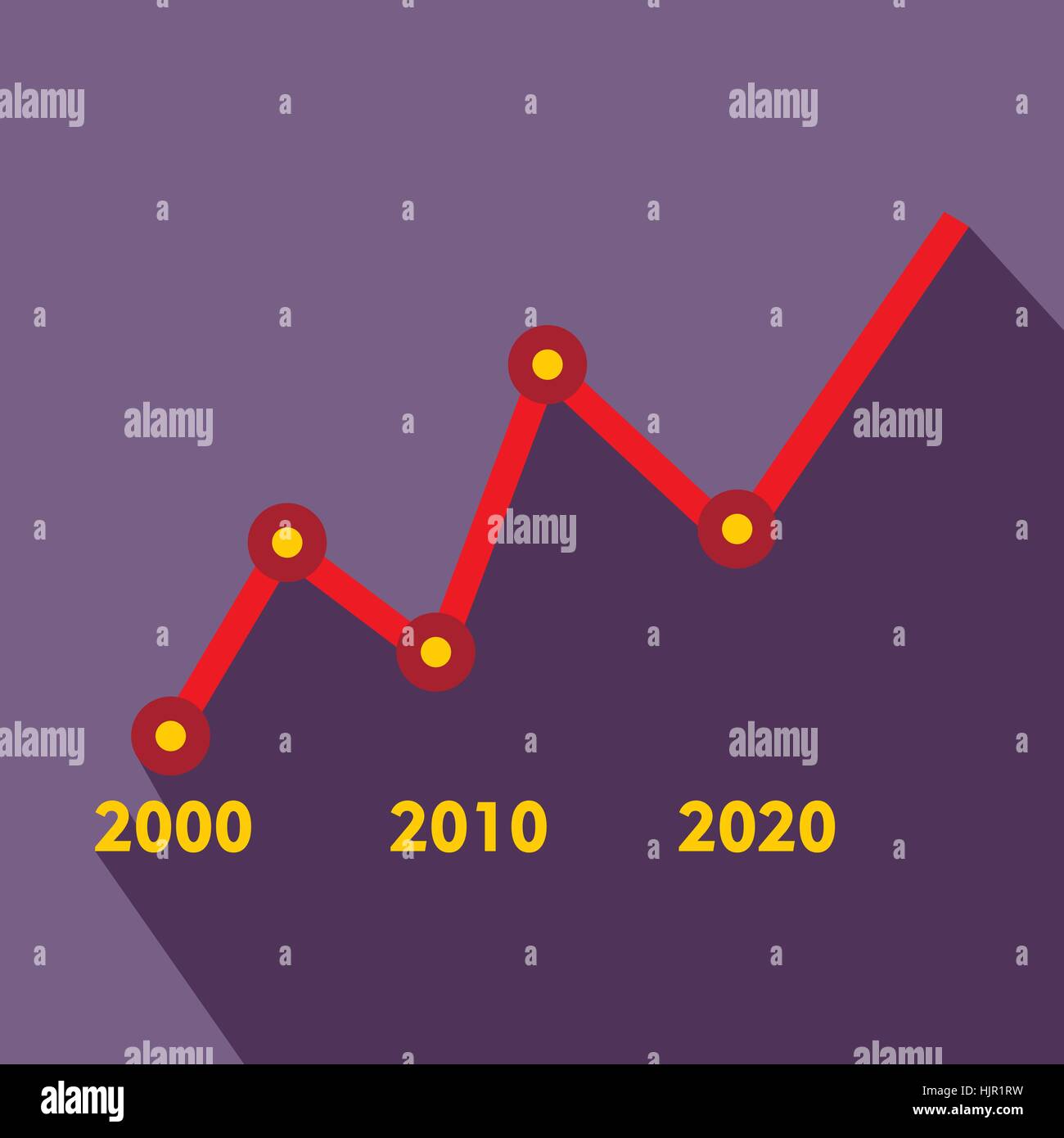 Arrow graph icon in flat style on a violet background Stock Vector ...