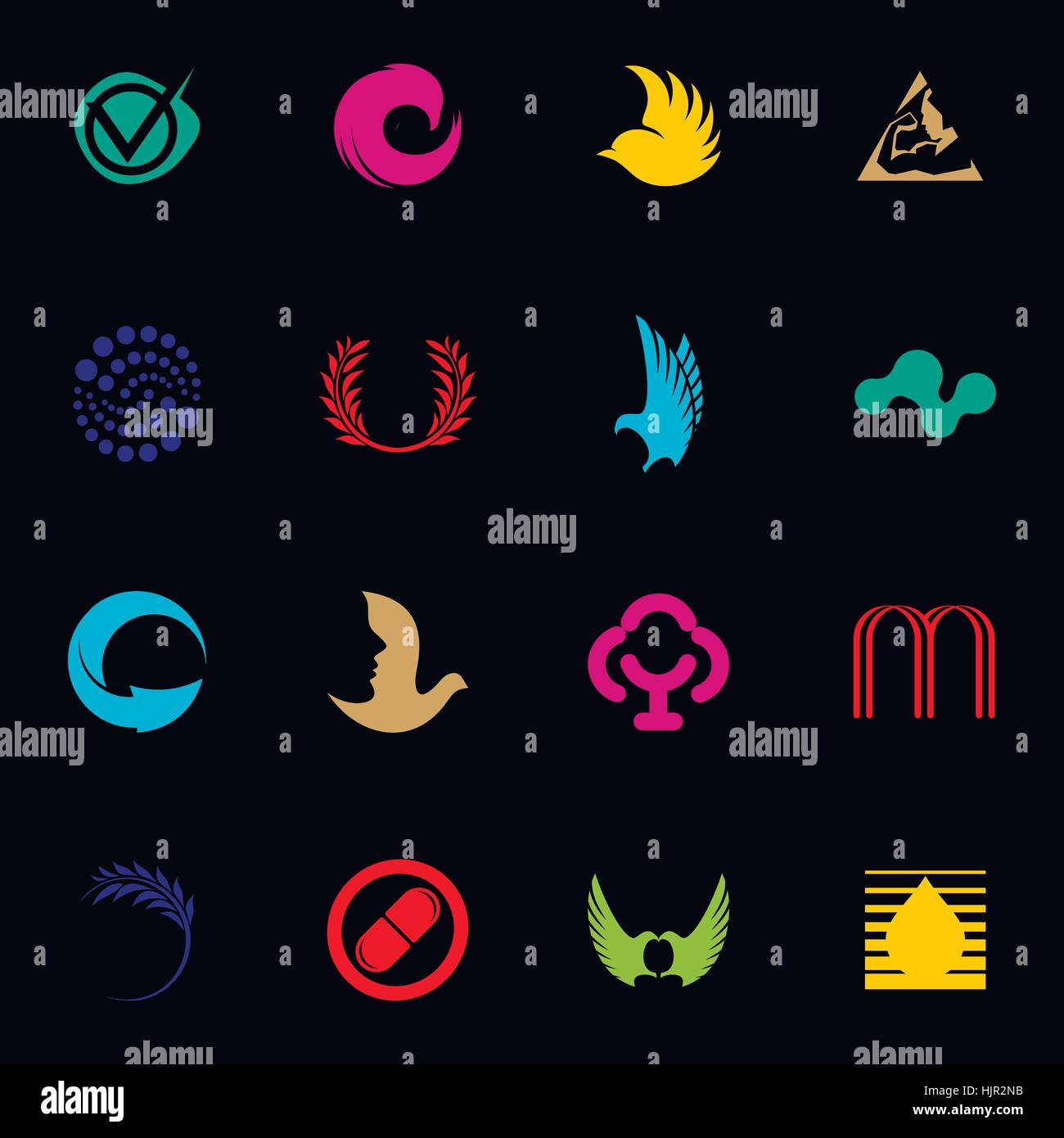 Abstract logos set. Modern vector logo collection. Unusual logos ...