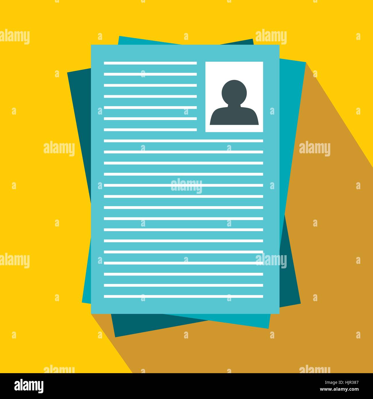 Resumes icon in flat style on a yellow background Stock Vector Image ...