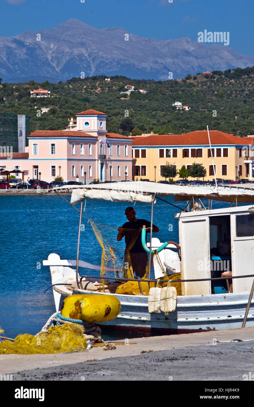 europe, greece, peloponnese, mani, gythio, town, port Stock Photo - Alamy