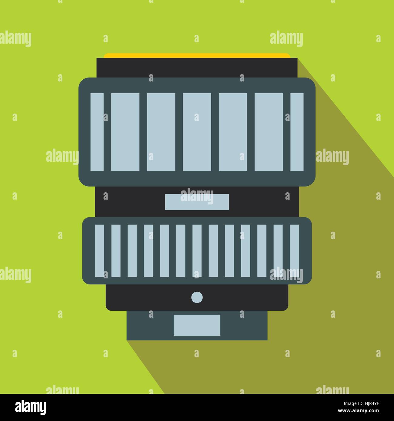 Interchangeable lens for camera icon in flat style on a green ...