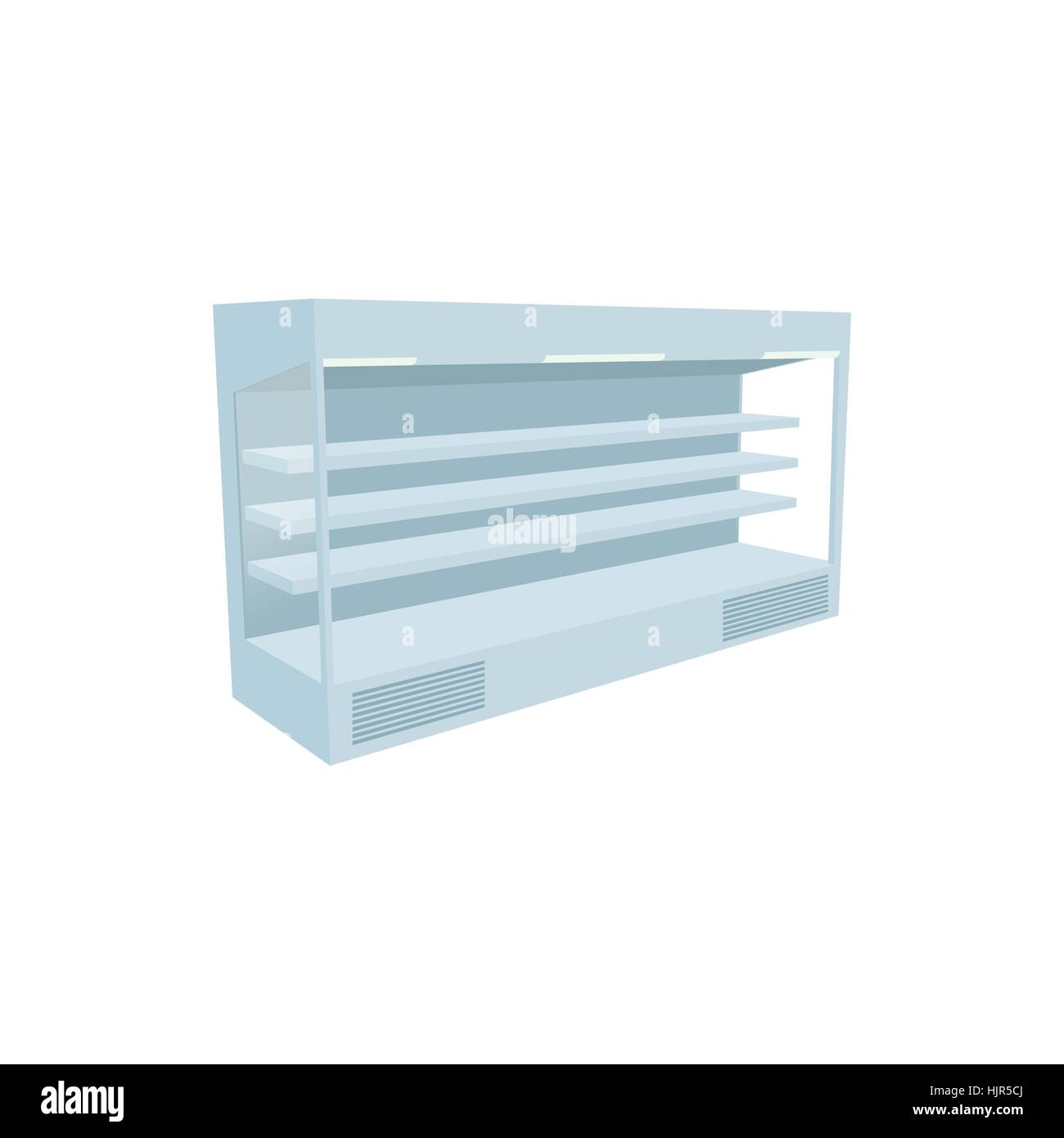 Supermarket refrigerator icon in cartoon style on a white background ...