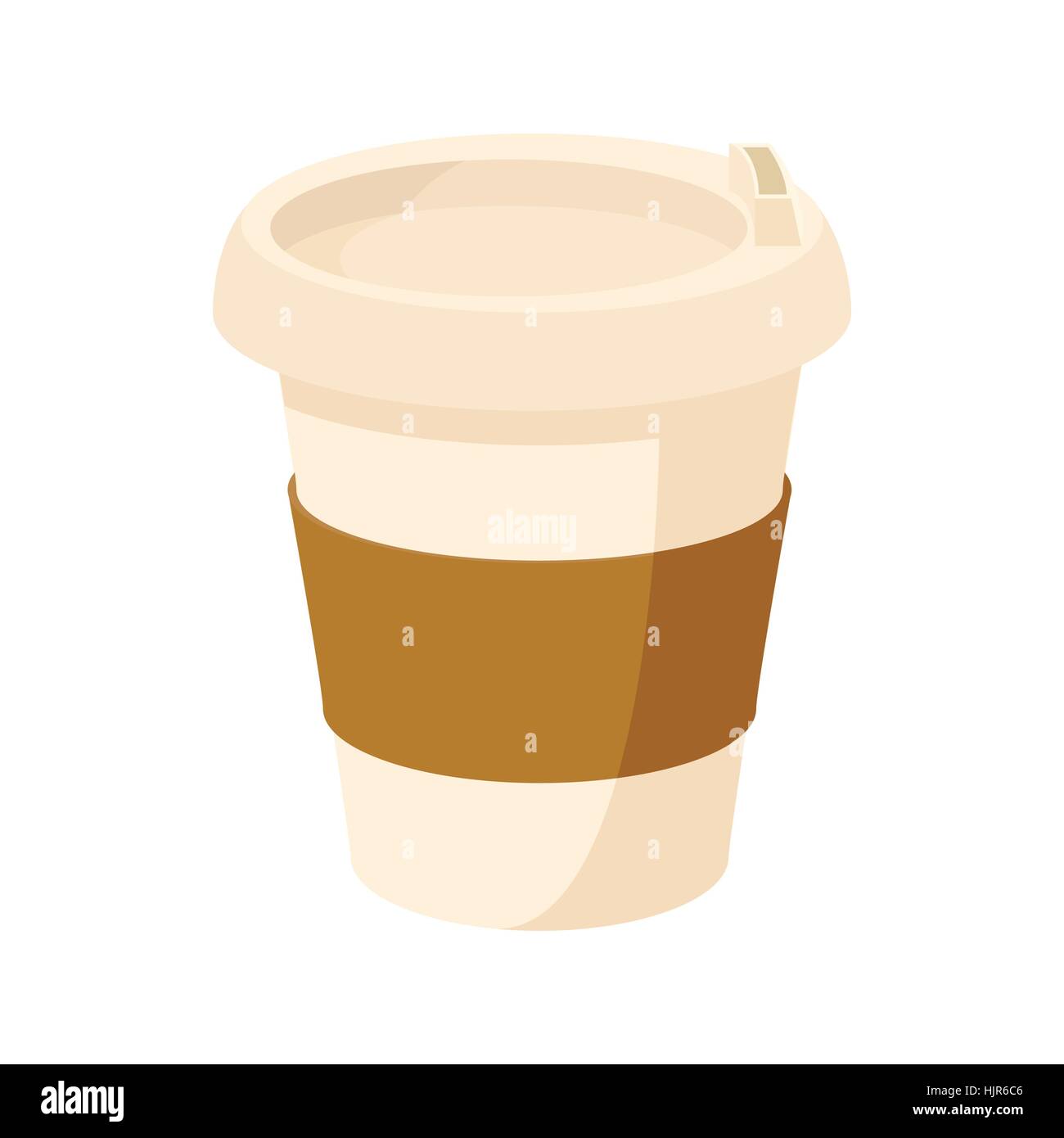 Paper cup of coffee icon in cartoon style on a white background Stock ...