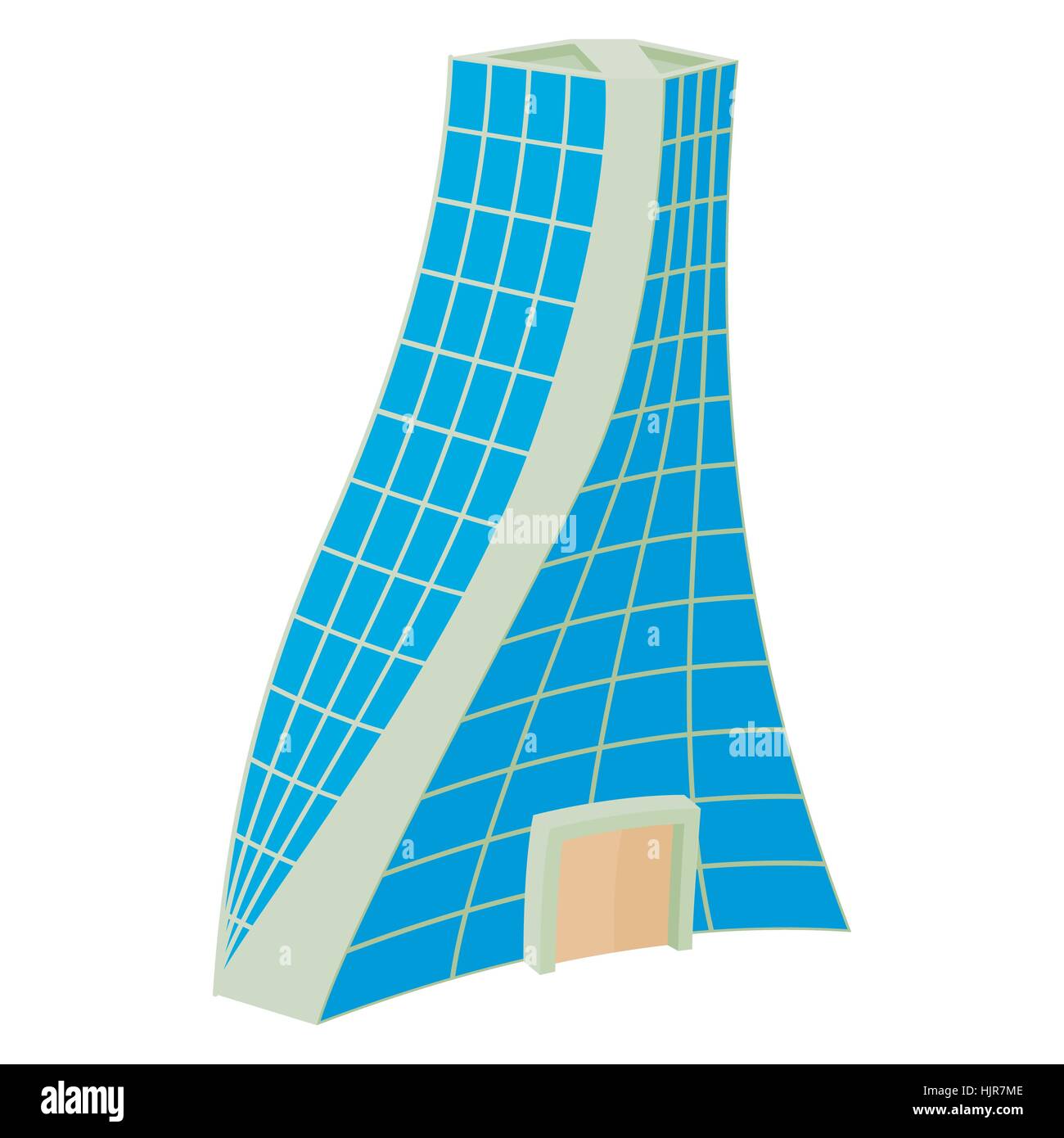 Curved modern building icon in cartoon style on a white background ...