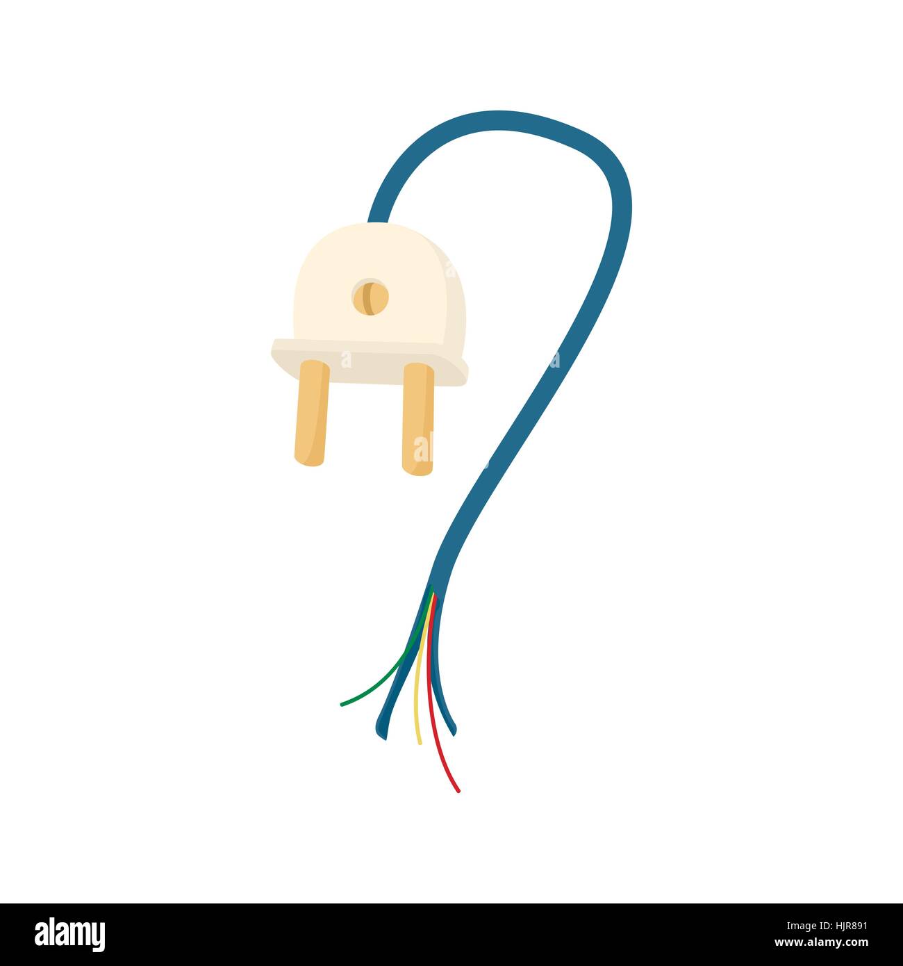 Plug with broken cord icon in cartoon style on a white background Stock ...