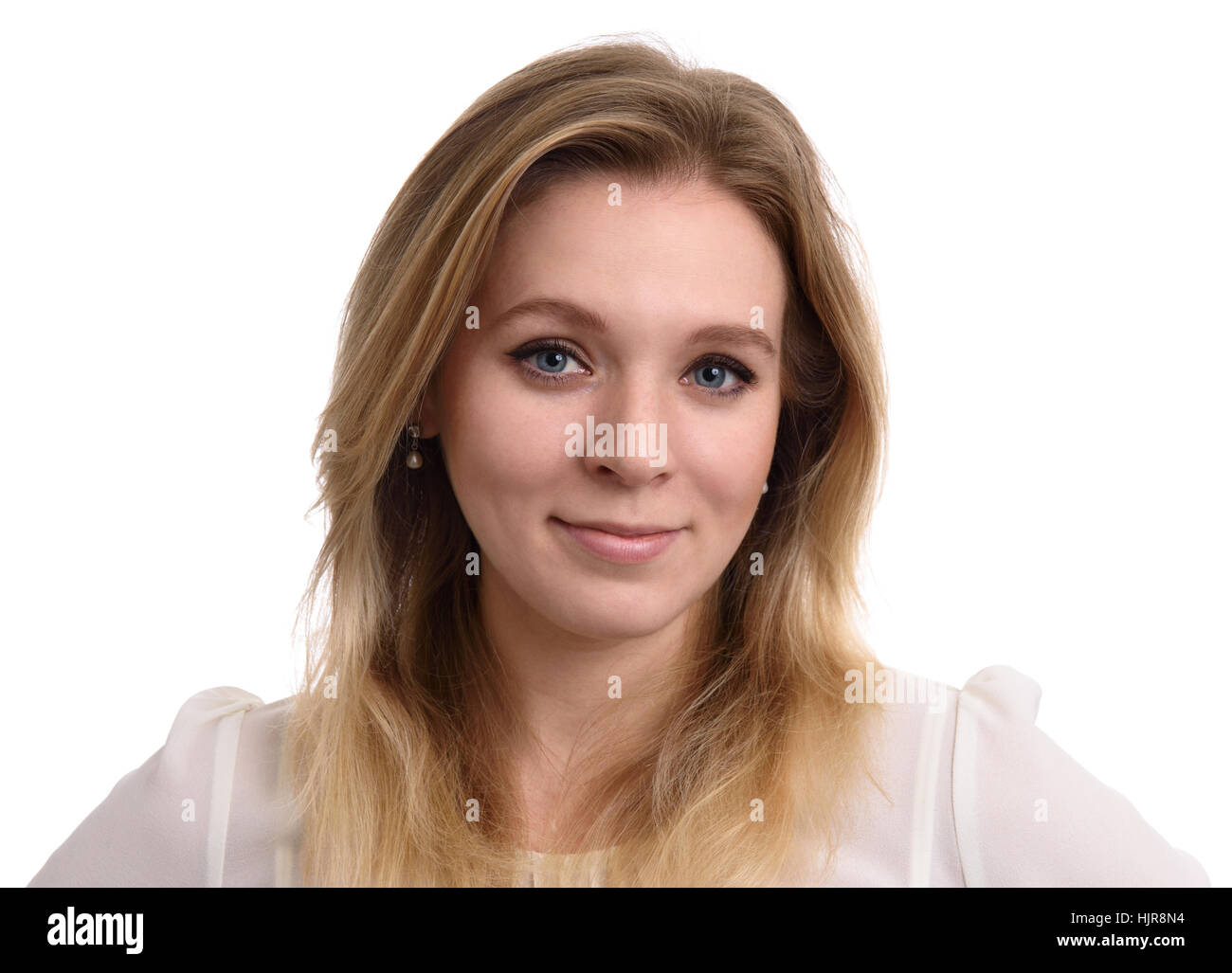 portrait of a beautiful young woman. Isolated on white background Stock ...