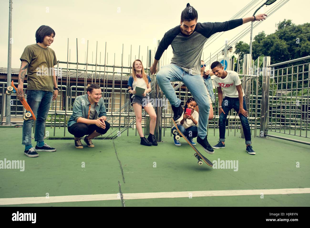Diverse skater group hi-res stock photography and images - Alamy