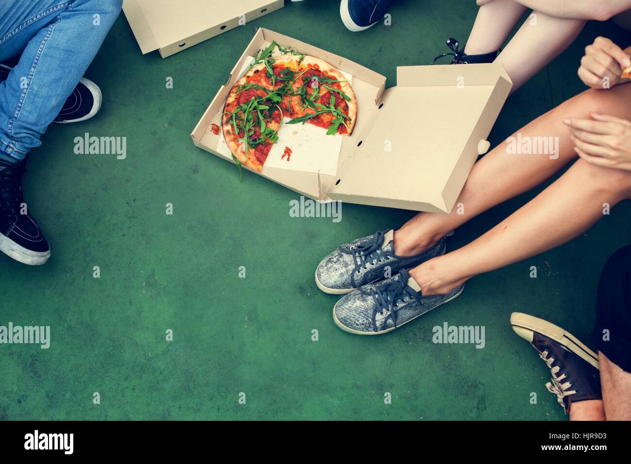 Pizza Sharing Togetherness Friendship Community Concept Stock Photo - Alamy