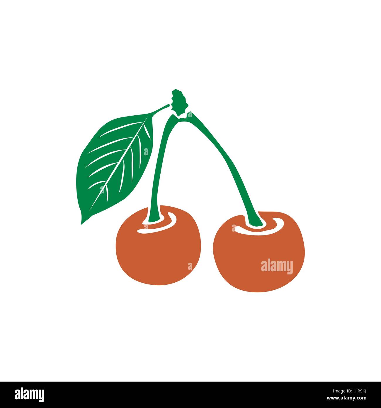Cherry with leaf icon in simple style isolated on white background ...
