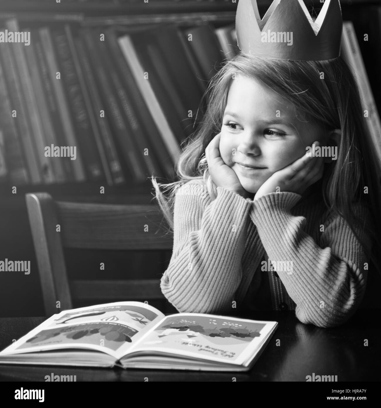 Adorable Cute Girl Reading Storytelling Concept Stock Photo - Alamy