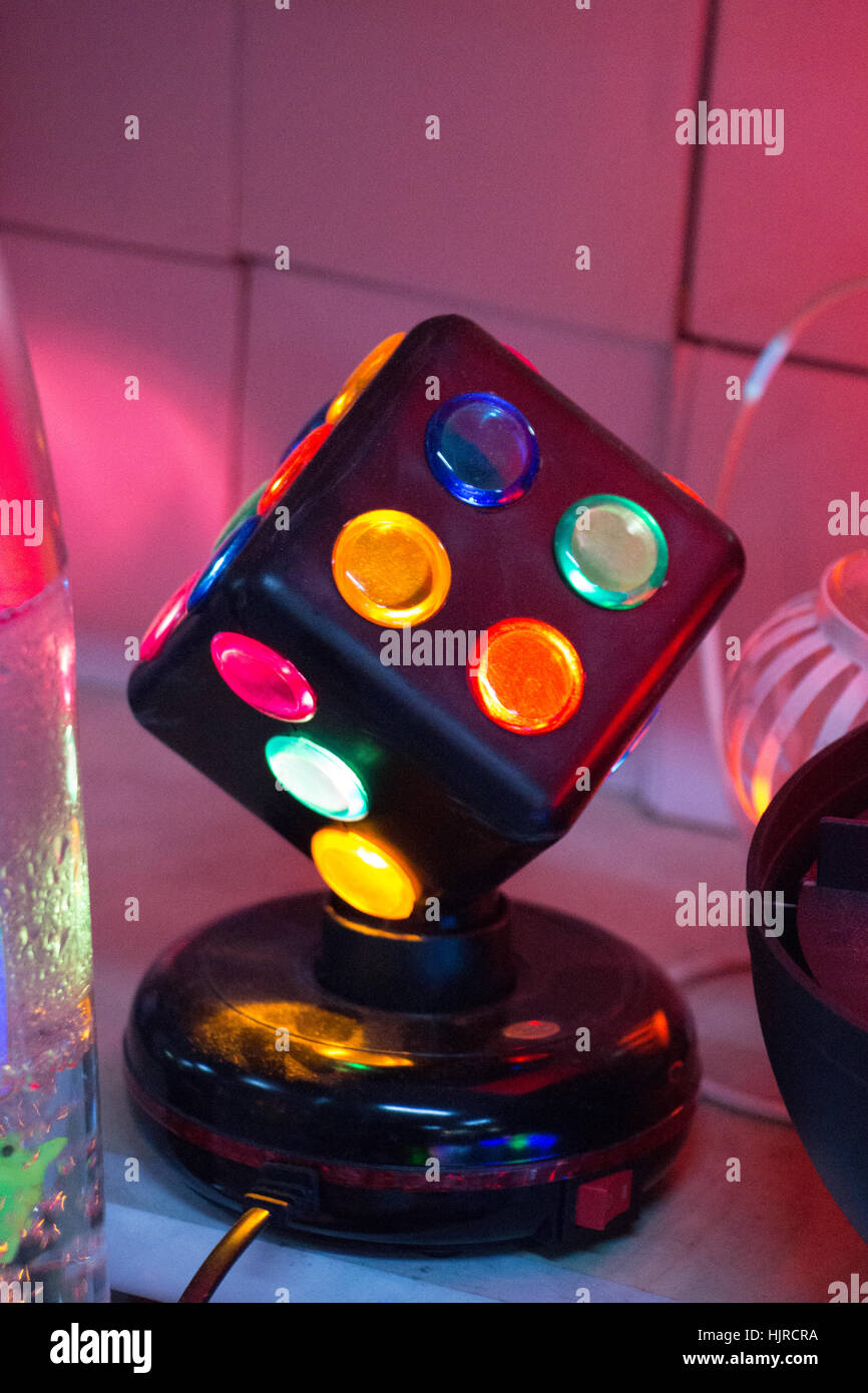 Disco lamps with spots lights of various color Stock Photo - Alamy