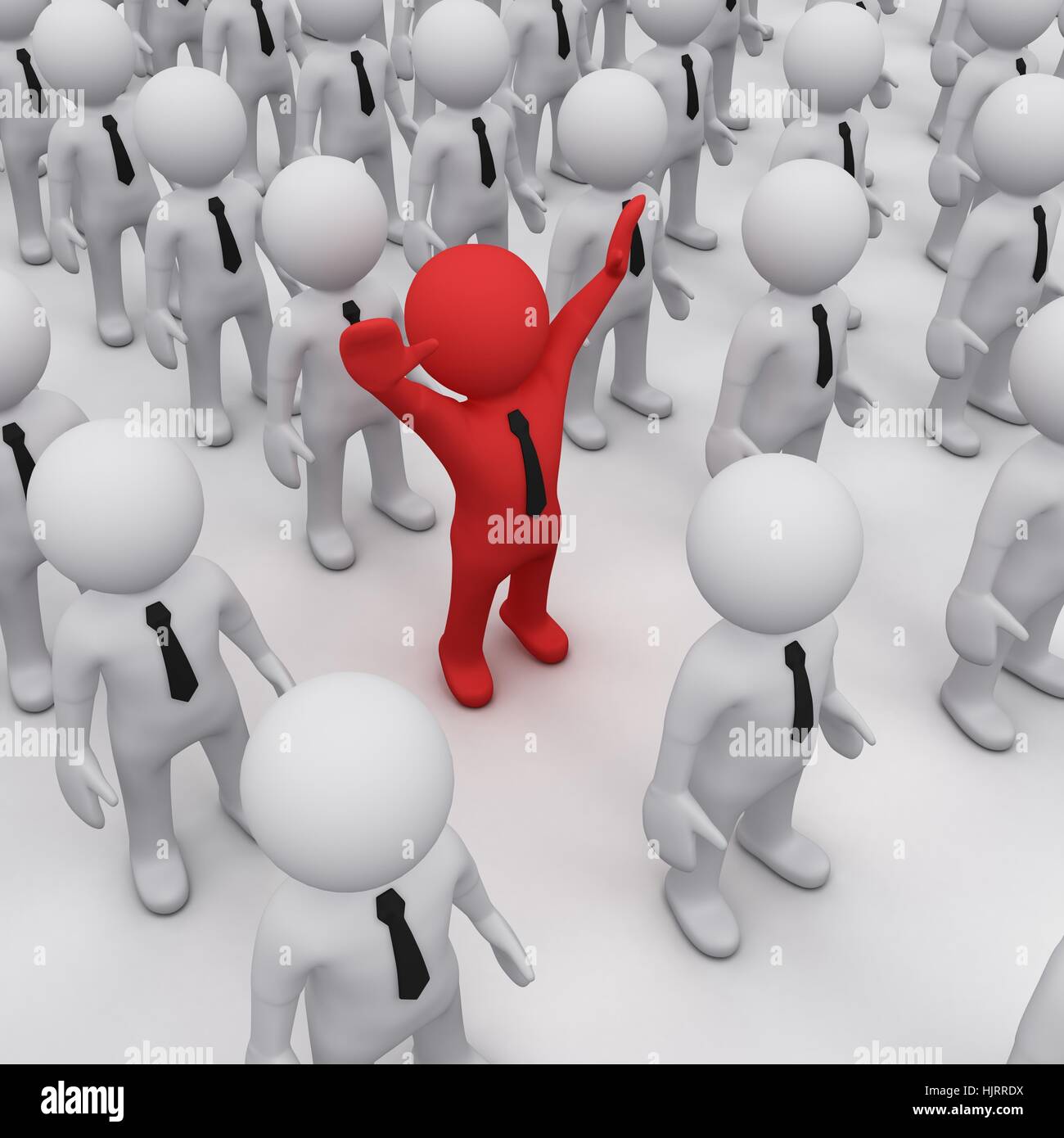 Red man among crowd white hi-res stock photography and images - Alamy