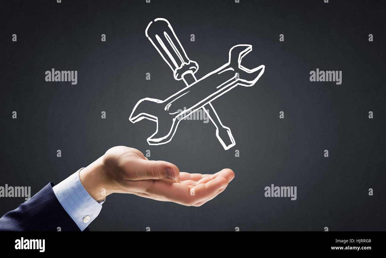 Hand holding hammer tools hi-res stock photography and images - Alamy
