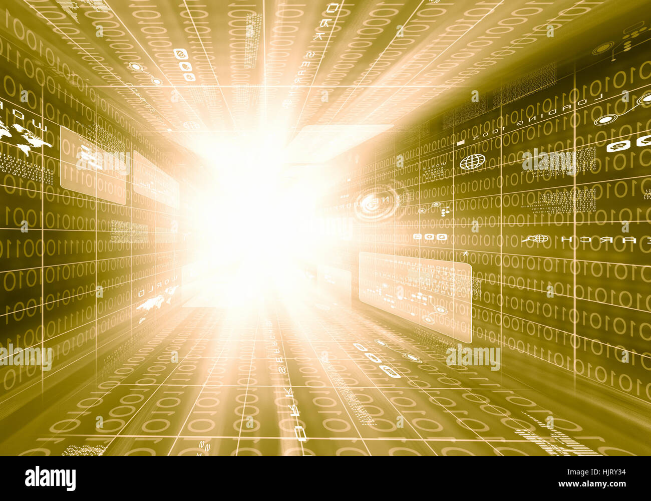 Digital yellow background image with technology symbols Stock Photo - Alamy