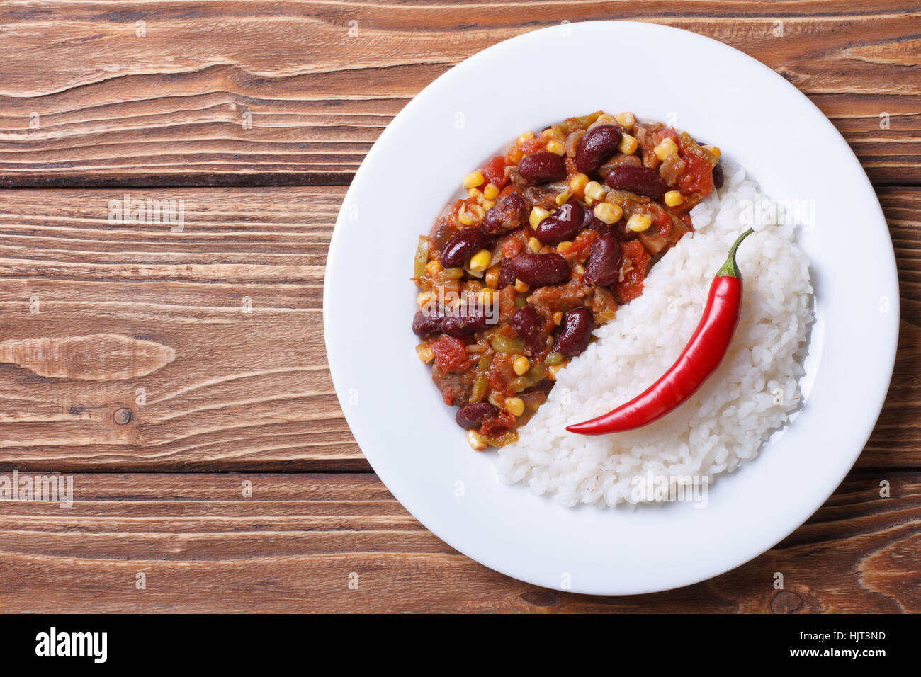Tasty food: chili con carne and rice village background horizontal top ...