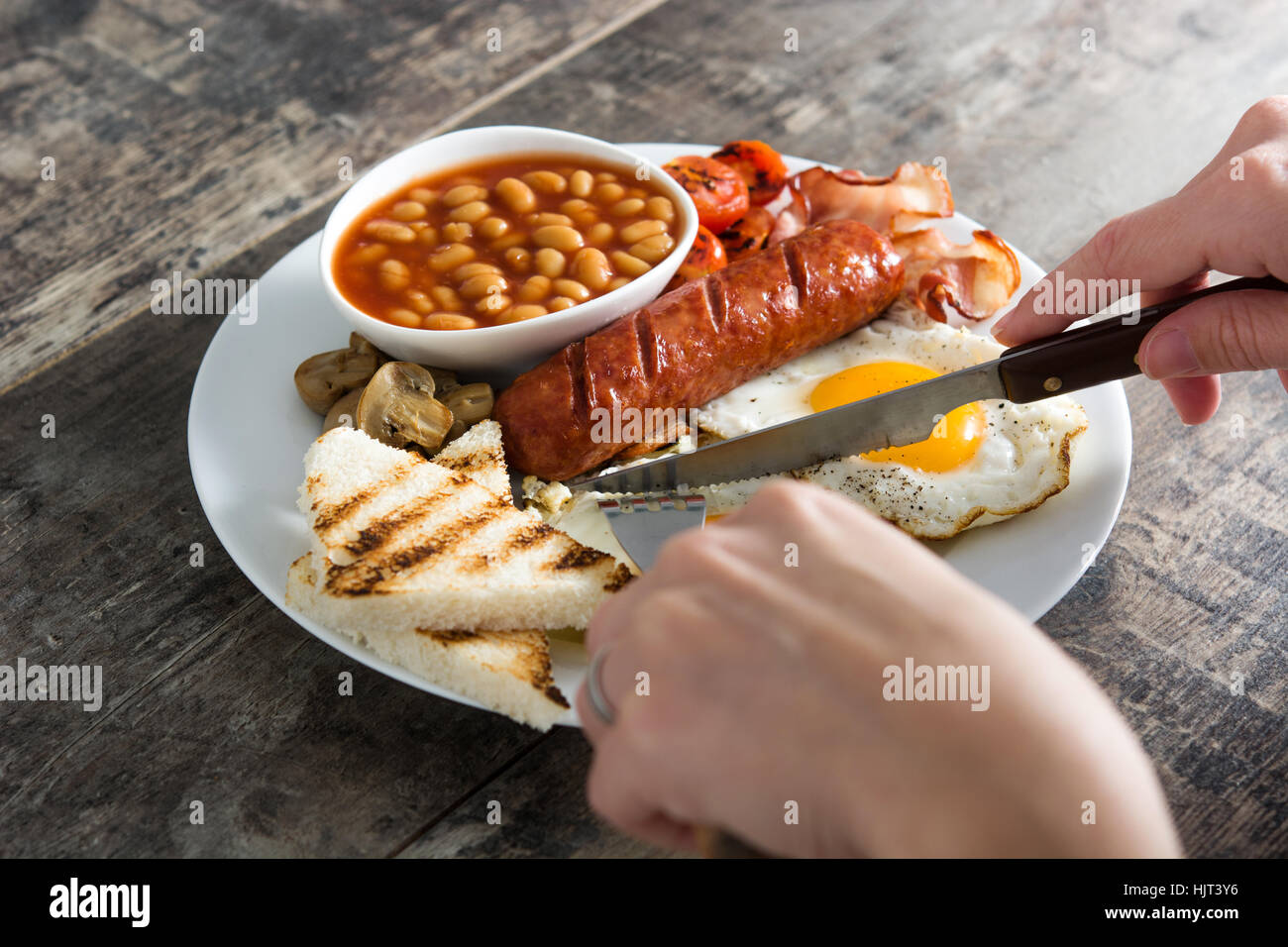 Woman Eating Full English Breakfast High Resolution Stock Photography ...
