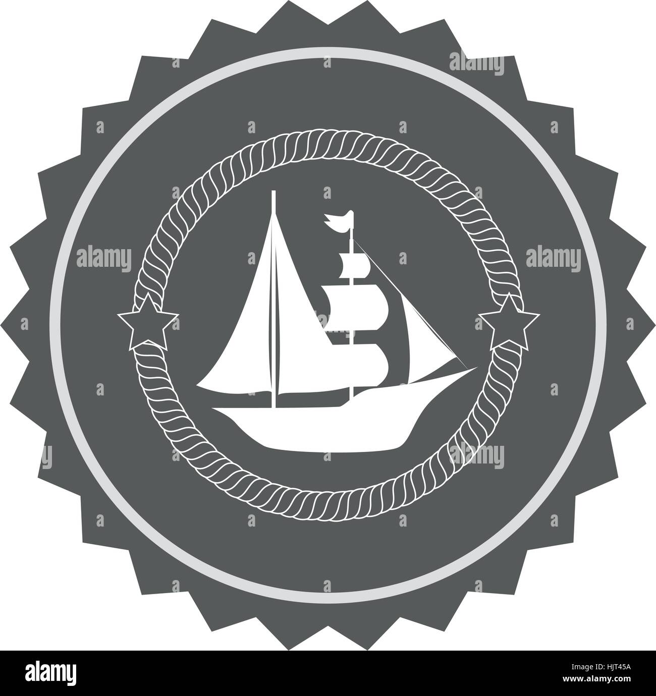 sailboat maritime emblem icon vector illustration design Stock Vector ...