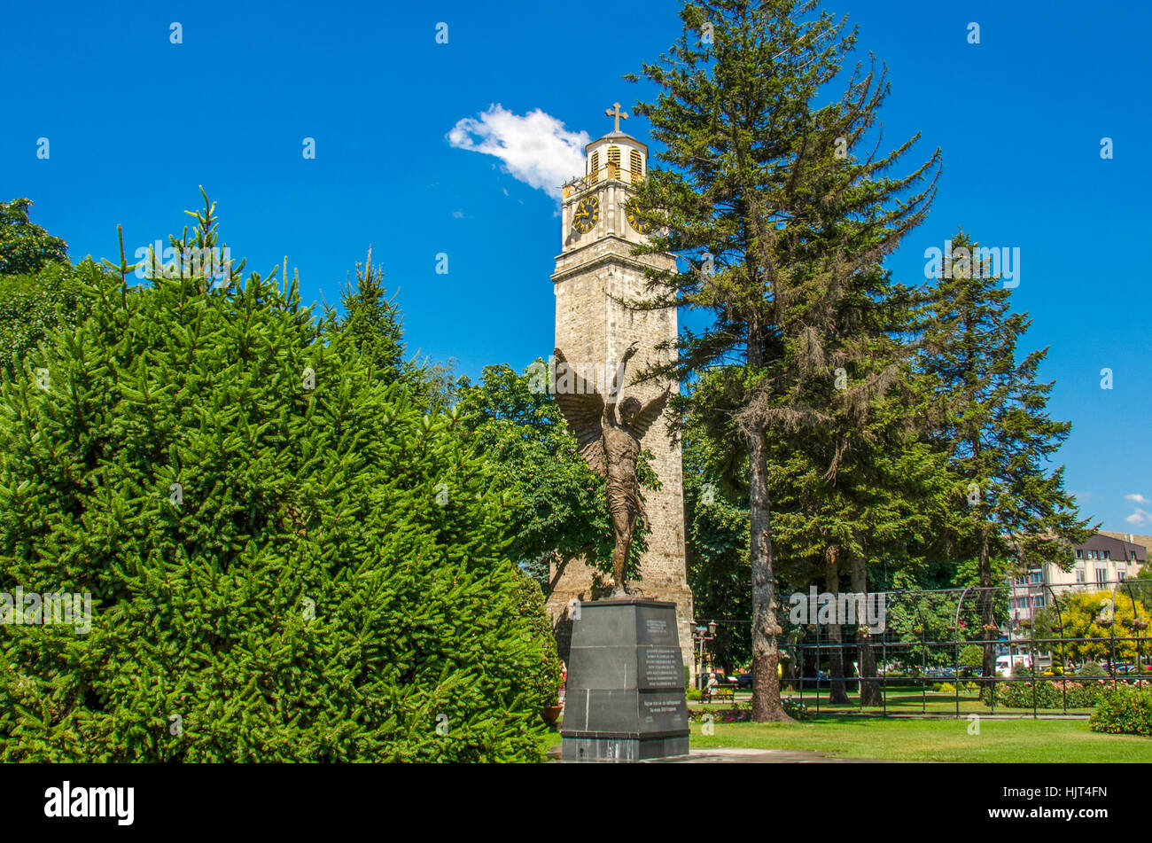 Clock Tower and Monument Angel in Bitola, Republic of Macedonia Stock ...