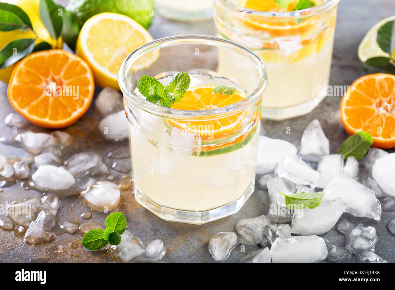 Citrus fruit lemonade in glasses Stock Photo - Alamy