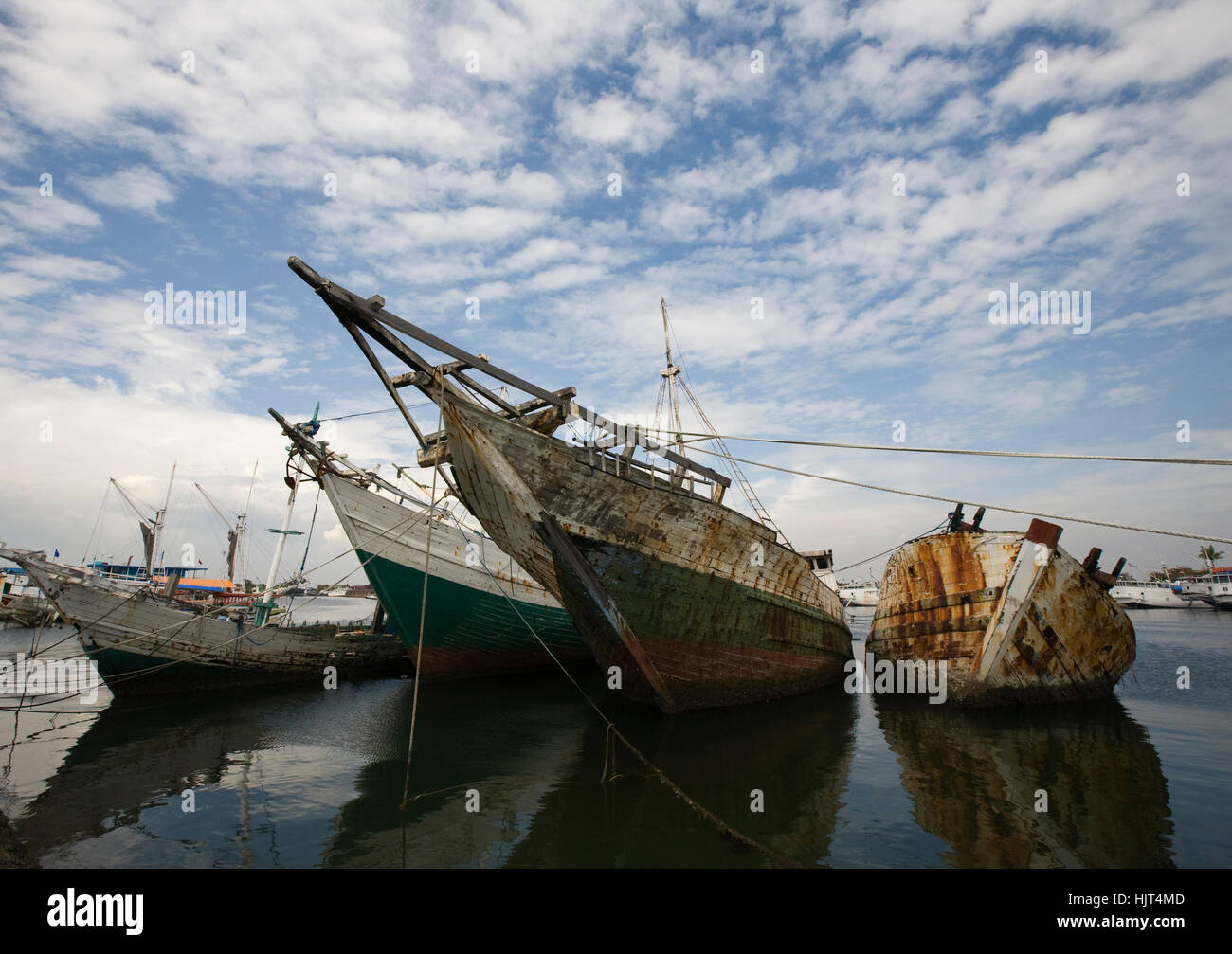 Makassar schooners (pinisi) in Paotere harbor, the old port of Makassar ...