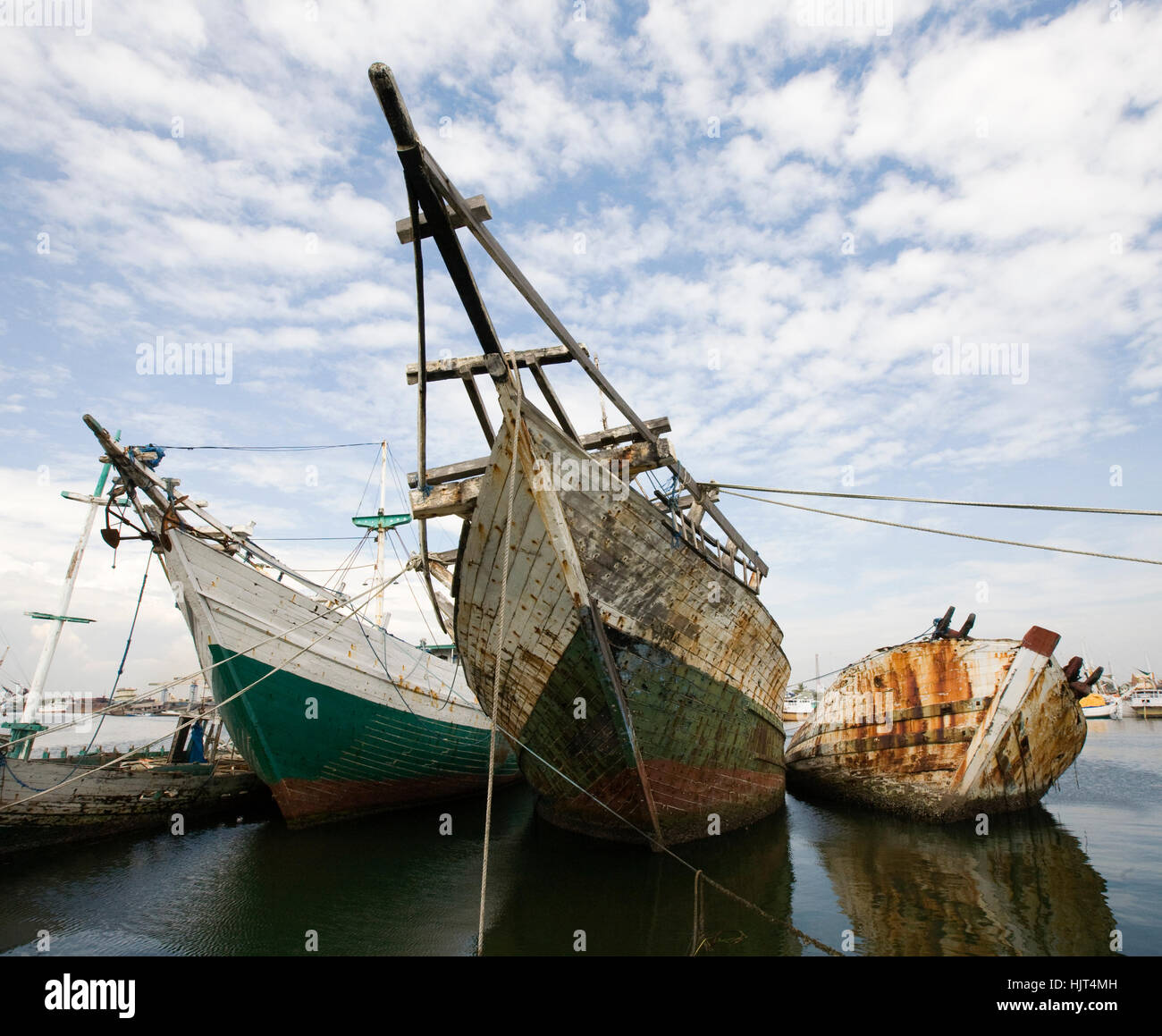 Makassar schooners (pinisi) in Paotere harbor, the old port of Makassar ...