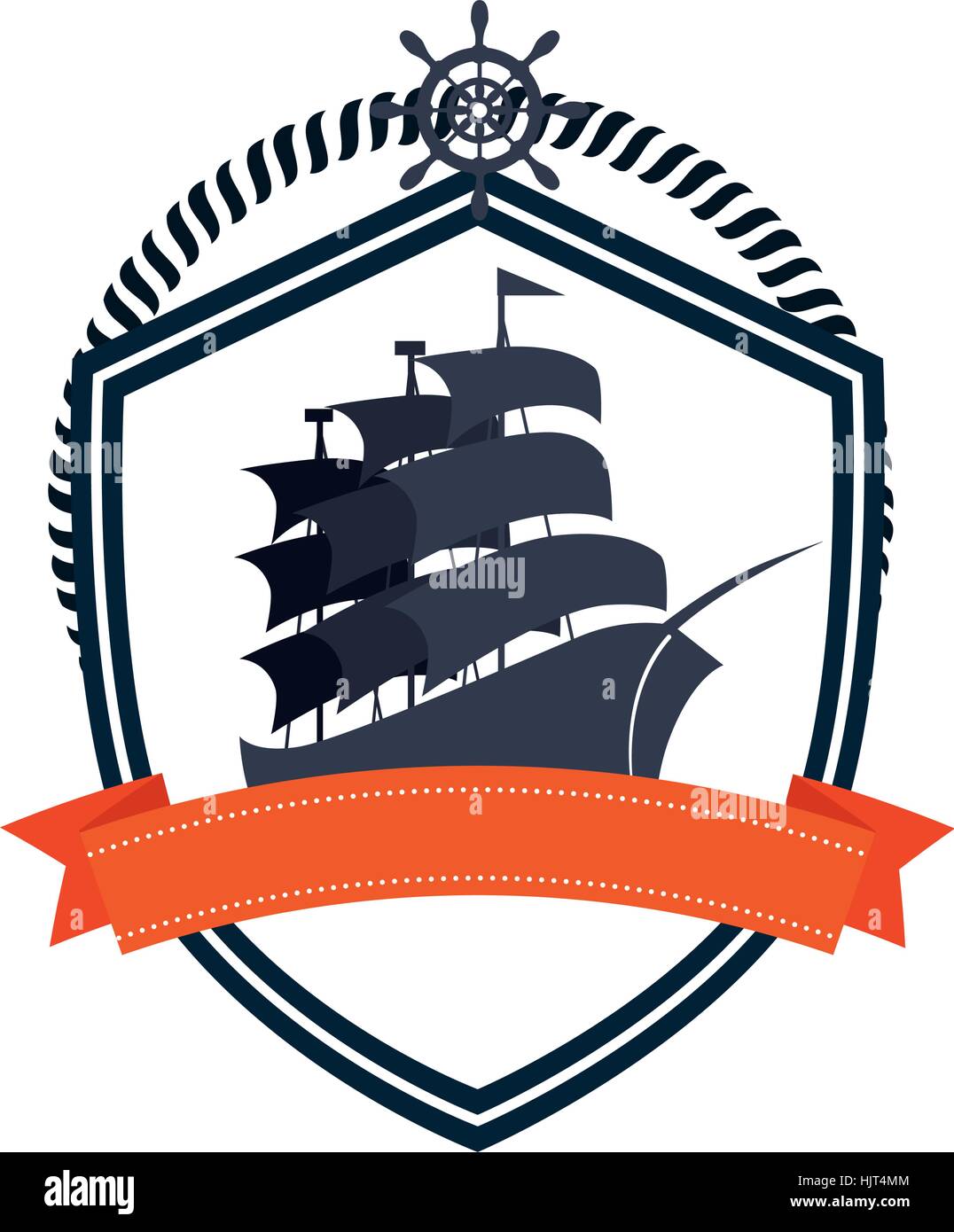 sailboat maritime emblem icon vector illustration design Stock Vector ...