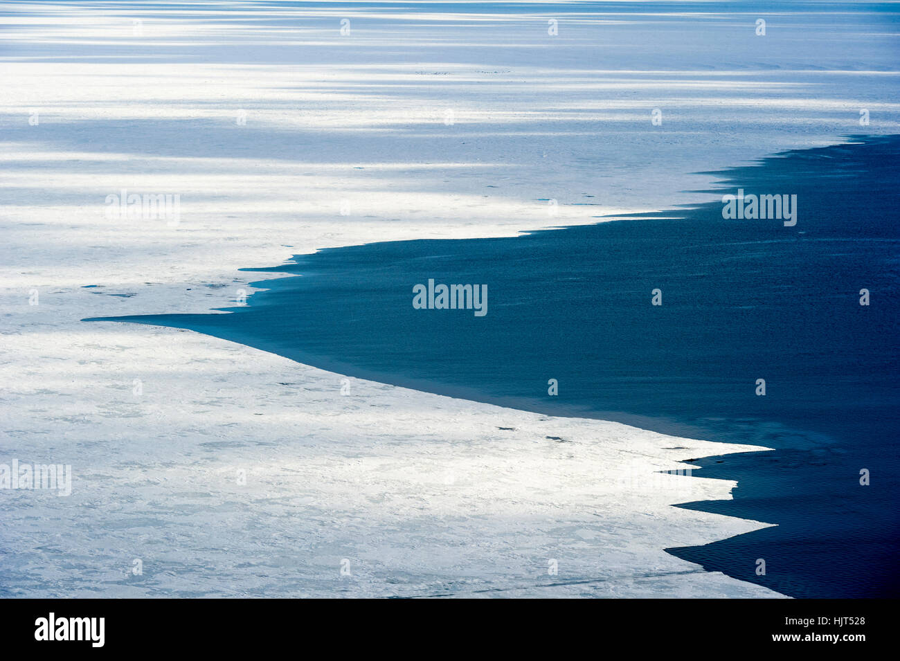 The melting edge of sea ice where it meets the open ocean during the ...