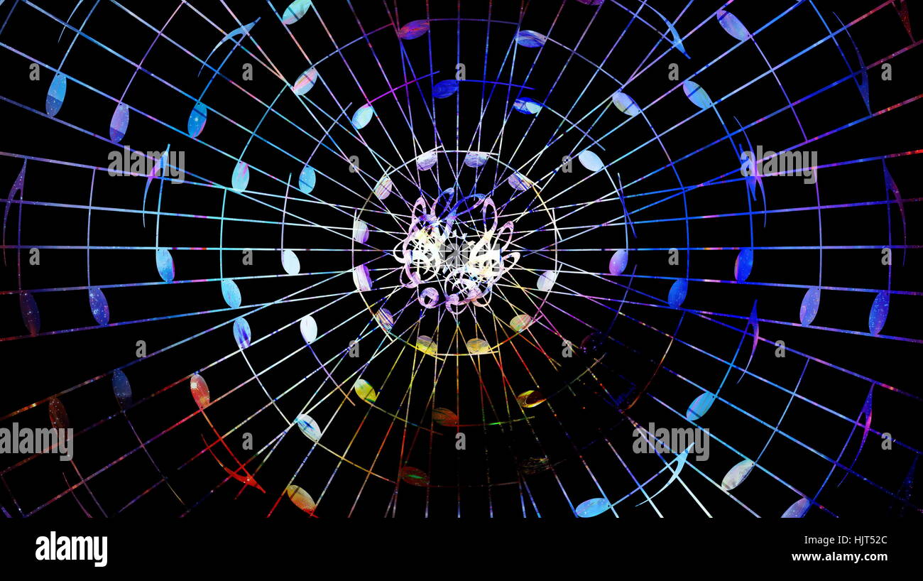 music notes in space with stars. abstract color background. Music ...