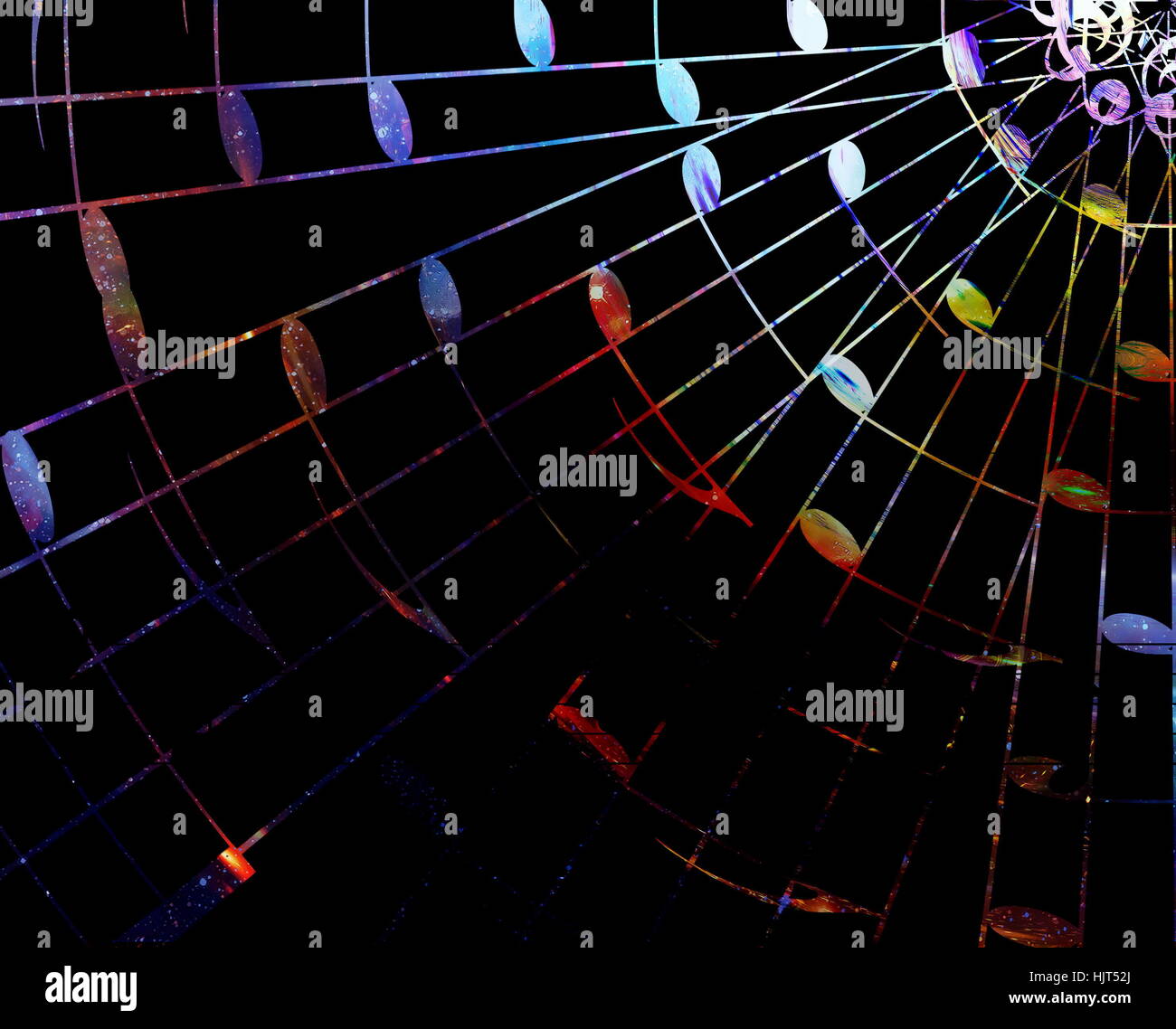 music notes in space with stars. abstract color background. Music ...