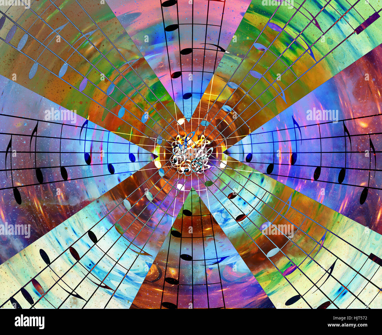 music notes in space with stars. abstract color background. Music ...