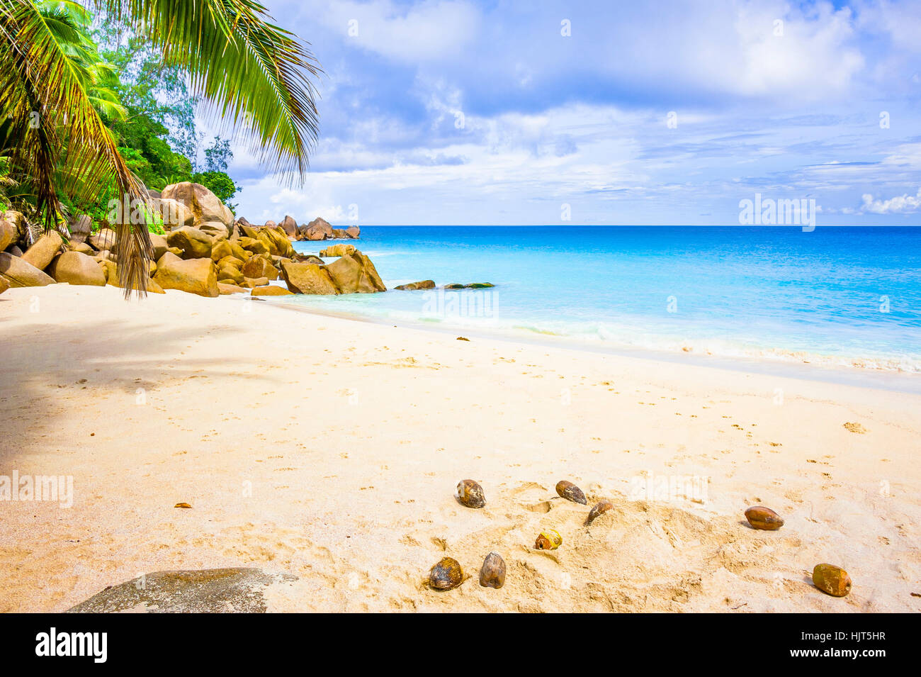 Beach of the Seychelles, Island Praslin, Beach Anse Georgette Stock ...