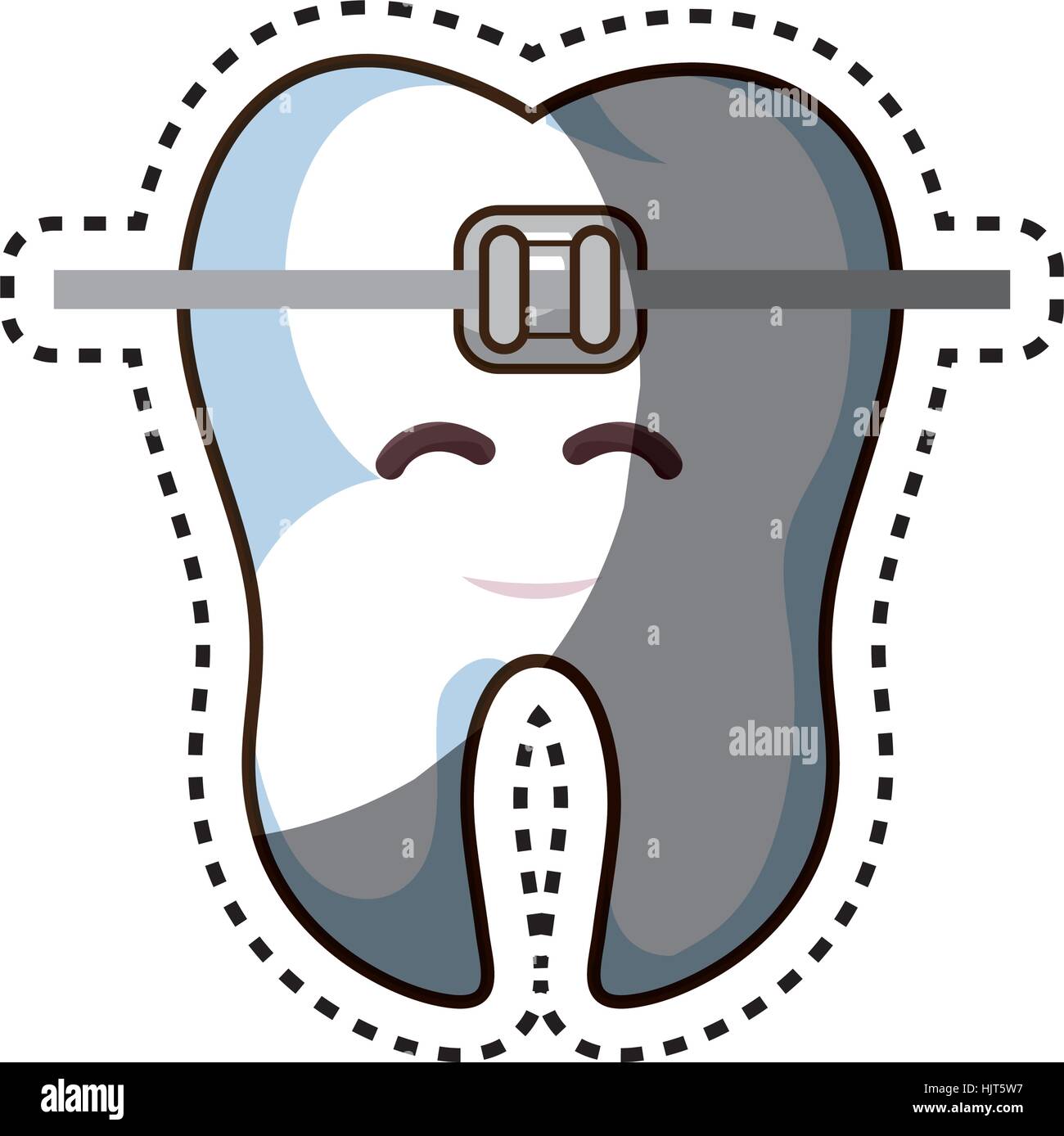 teeth funny character with braket kawaii style vector illustration ...