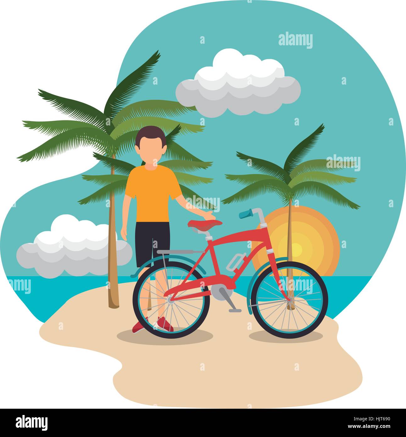 cycling on the beach vector illustration design Stock Vector Image ...
